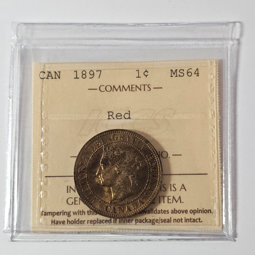 1897 Canada 1 one cent large penny - ICCS CERTIFIED MS-64 red - CD-016 ...