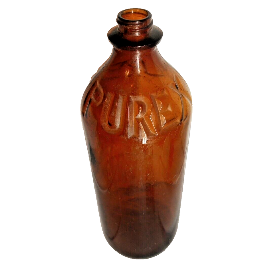 Vintage Amber Glass Embossed Purex Empty Bleach Bottle Quart Size, No ...