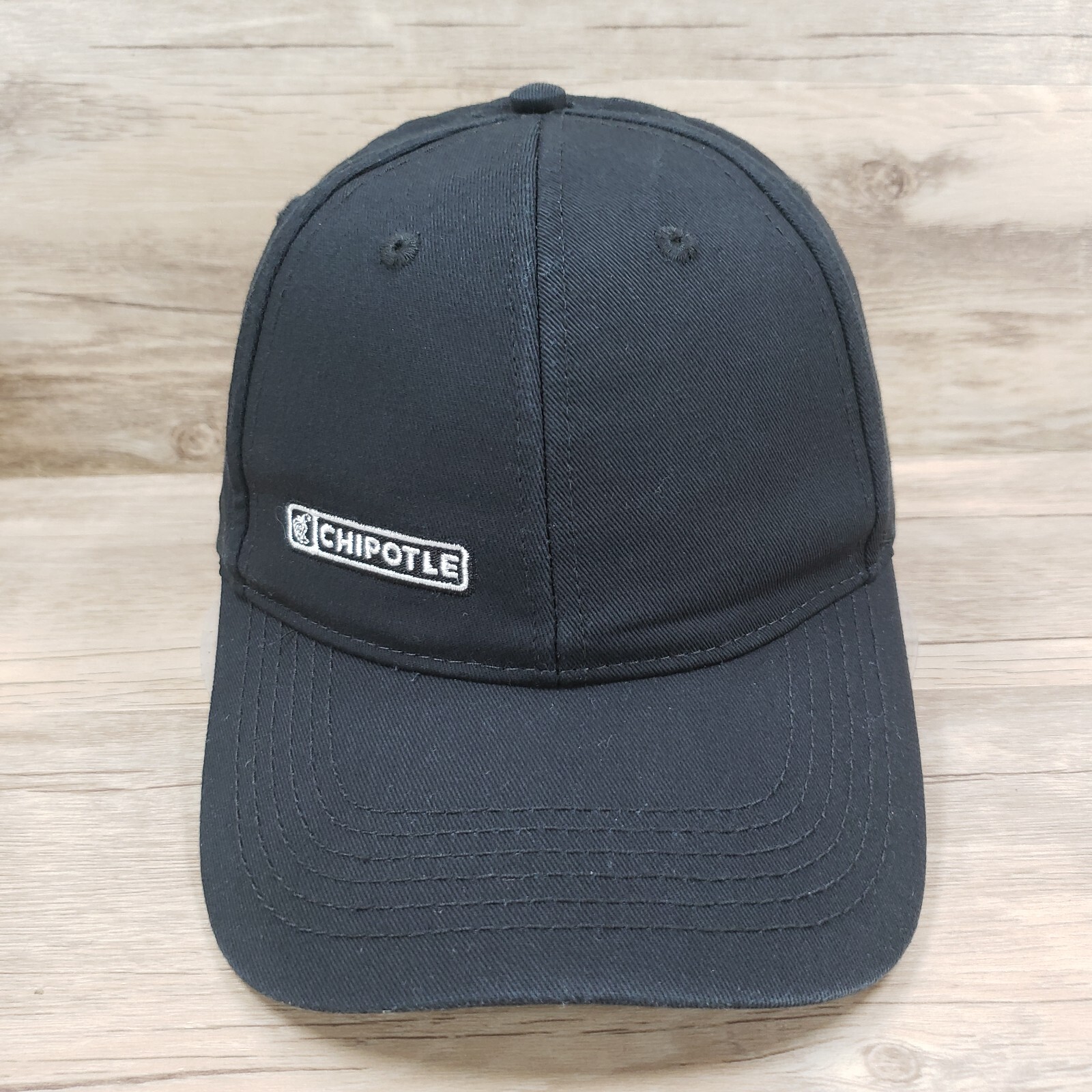 Chipotle Hat Cap Strap Back Loomstate Employee Spell Out Logo Black ...