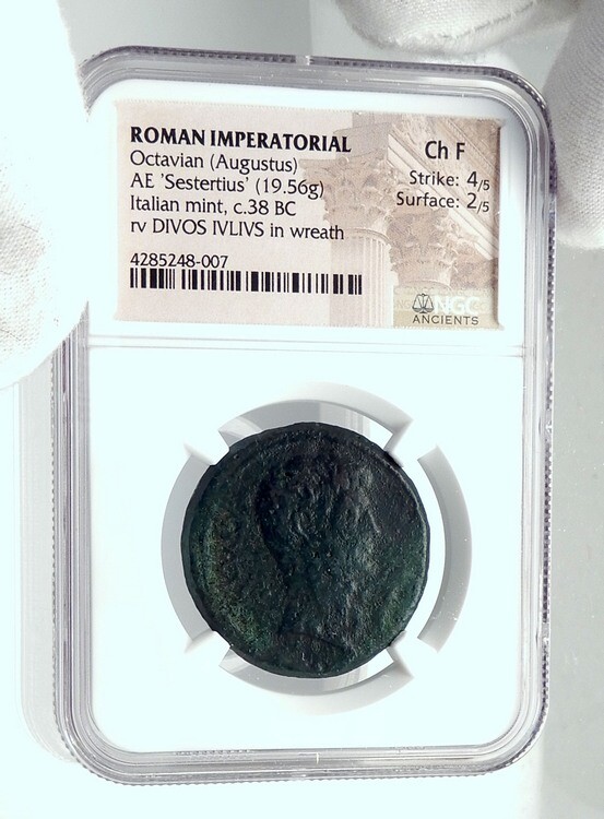 AUGUSTUS Authentic Ancient 38BC Genuine Original Roman Coin NGC ...