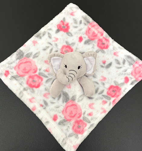 Le Bebe Favorite Regent Gray Elephant Pink Flowers Plush Baby Security ...