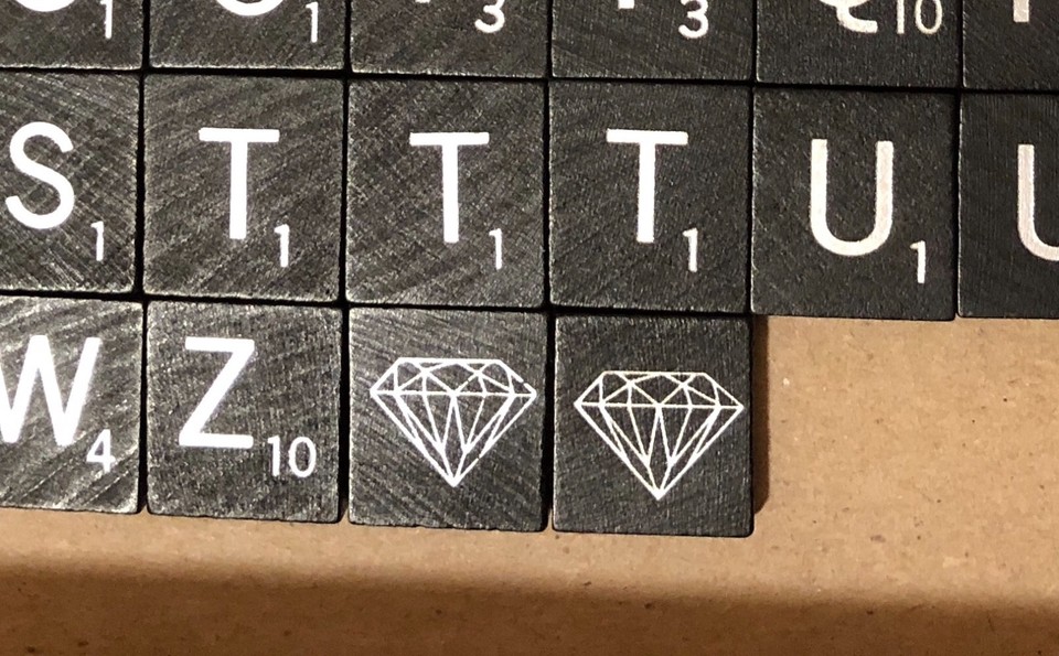 SCRABBLE DIAMOND 60TH ANNIVERSARY BLACK/SILVER *INDIVIDUAL LETTERS* YOU ...