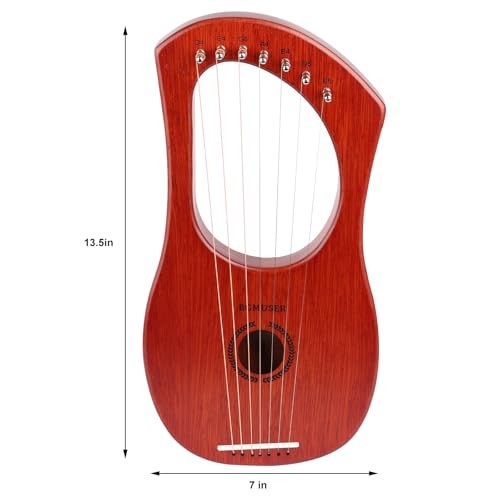 Lyre Harp with Bag,Tuning Wrench,Metal Strings, Mahogany Body and 7 ...