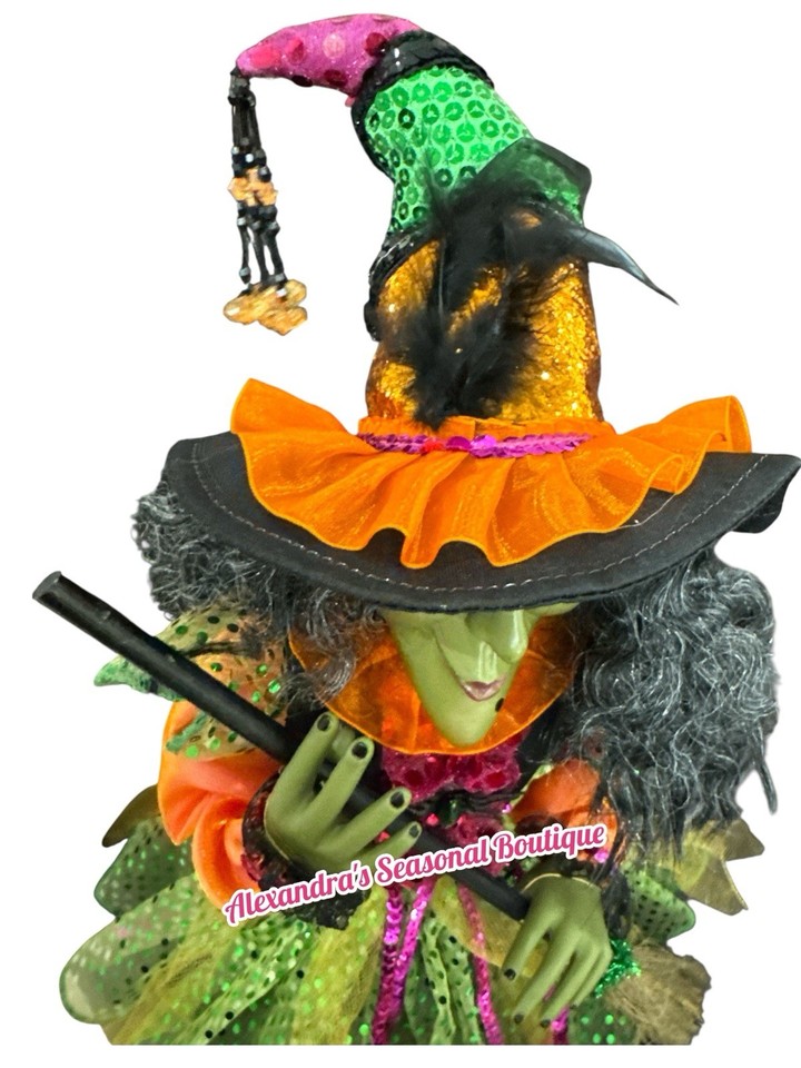 Karen Didion Halloween Glitzy Witch Hocus Pocus 31” Shelf Sitter Home ...