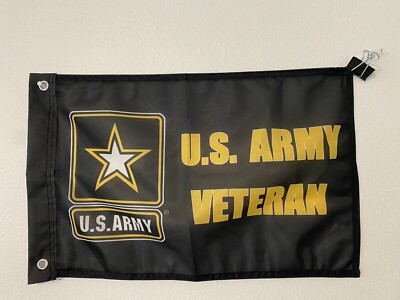 12 x 18 inch 12x18 Black US Army Veteran Gold Star Super Polyester Flag ...