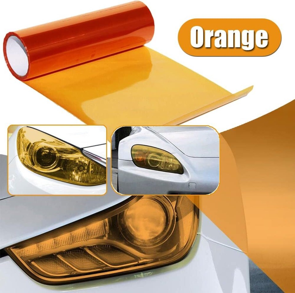 48x12 Inch Orange Vinyl Film Trim Wrap Fit Headlight taillight Fog ...