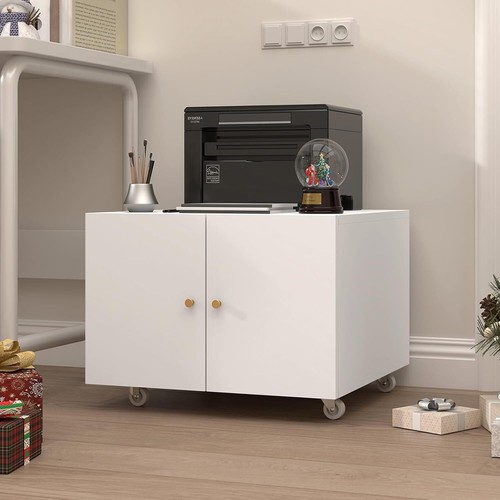 Desk Printer Stand with Wheels, Low Printer Stand Storage, Filing ...