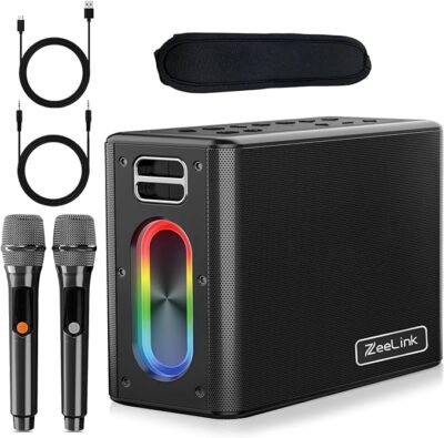 ZEELINK Karaoke Machine Two Wireless Microphones 150W Powerful ...