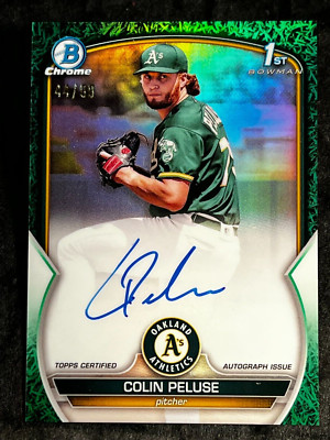 2023 Bowman 1st GREEN GRASS REFRACTOR PROSPECT ROOKIE AUTO Colin Peluse ...