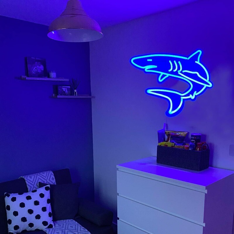 Dimmable Shark Neon Signs for Wall Decor,Large Reusable Shark Neon ...