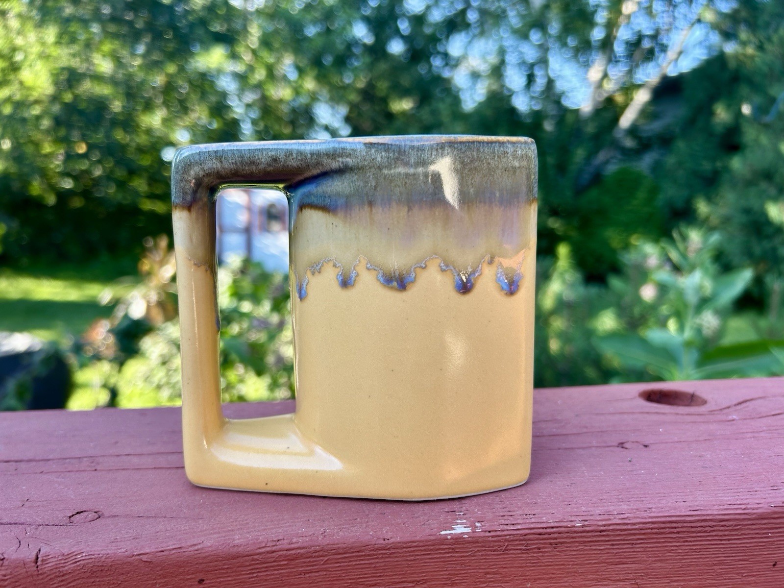 VTG Padilla Pottery Coffee Mug Cup Drip Glaze Stoneware Stacking Gold ...