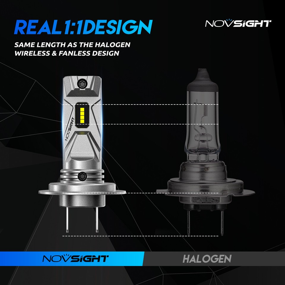 NOVSIGHT H7 LED Headlight Bulbs 20000LM 6500K High/Low Beam Super ...