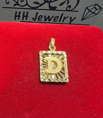 18K Yellow Gold Small Square Initial “D” Pendant/ Charm -Other Letters ...