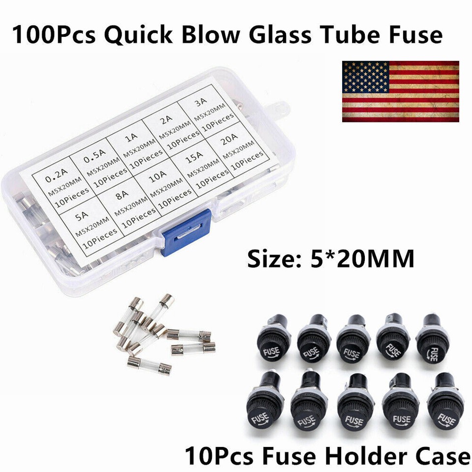 5x20mm 6x30mm Quick Blow Fast Acting Glass Fuses Panel Mounted Screw ...