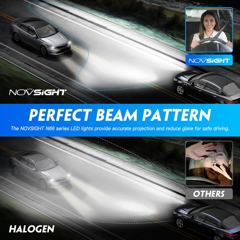 NOVSIGHT H4 LED Headlight Globes Kit H/Low Beam 22000LM Super Bright ...