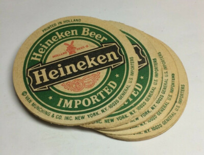 8 - Heineken Beer Vintage Fiber Beer Coasters Printed In Holland Two ...