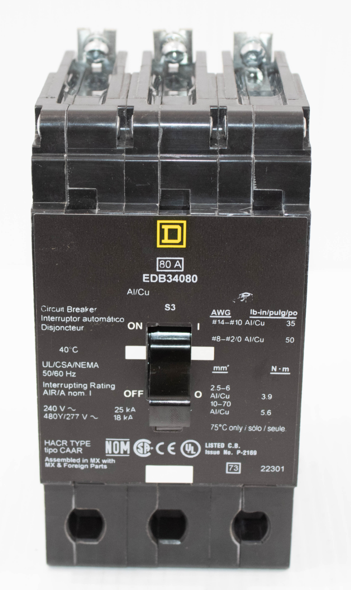 Square D EDB34080 Breaker 80A 480Y/277V 3P Type EDB Series 3 | eBay