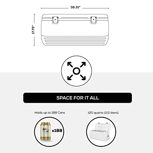 120 Qt Igloo Cooler Ultratherm Insulated Ice Chest Holds 188 Cans 5 ...