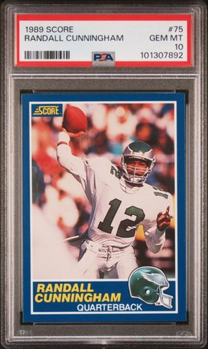 Graded 1989 Score Randall Cunningham #75 Football Card PSA 10 Gem Mint ...
