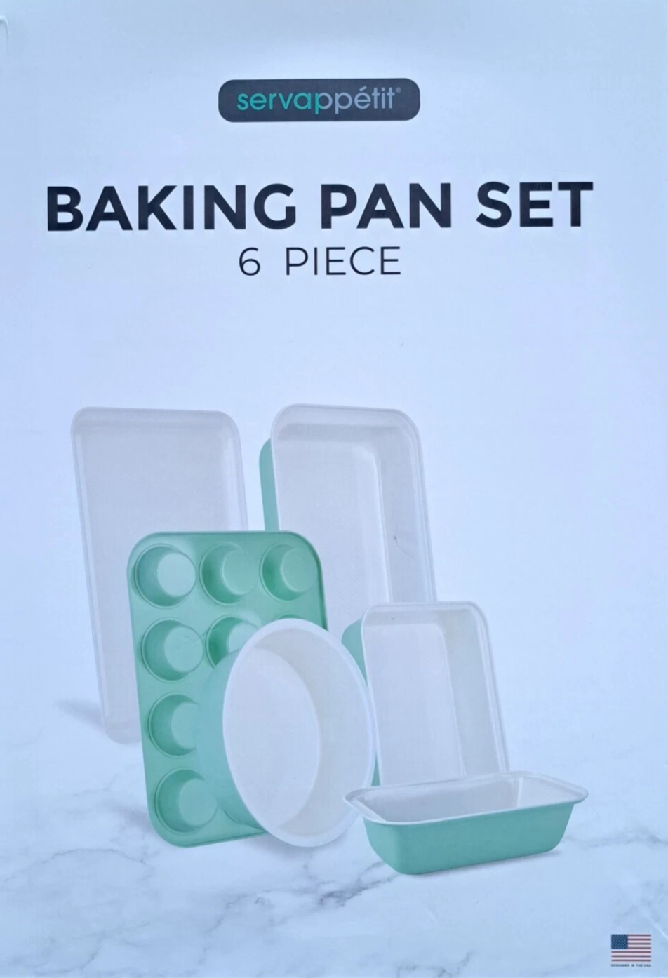 New Servappetit 6 Piece Kitchen Cooking Baking Pan Set Mint And White ...