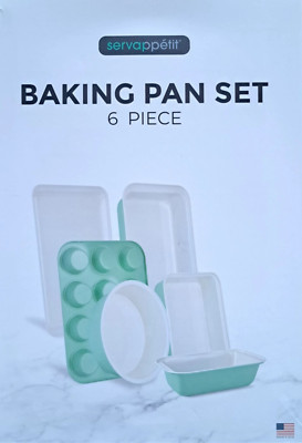 New Servappetit 6 Piece Kitchen Cooking Baking Pan Set Mint And White ...