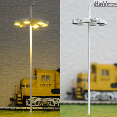 6 pcs OO / HO scale Model Lamp warm white LEDs made Plaza Lamppost ...