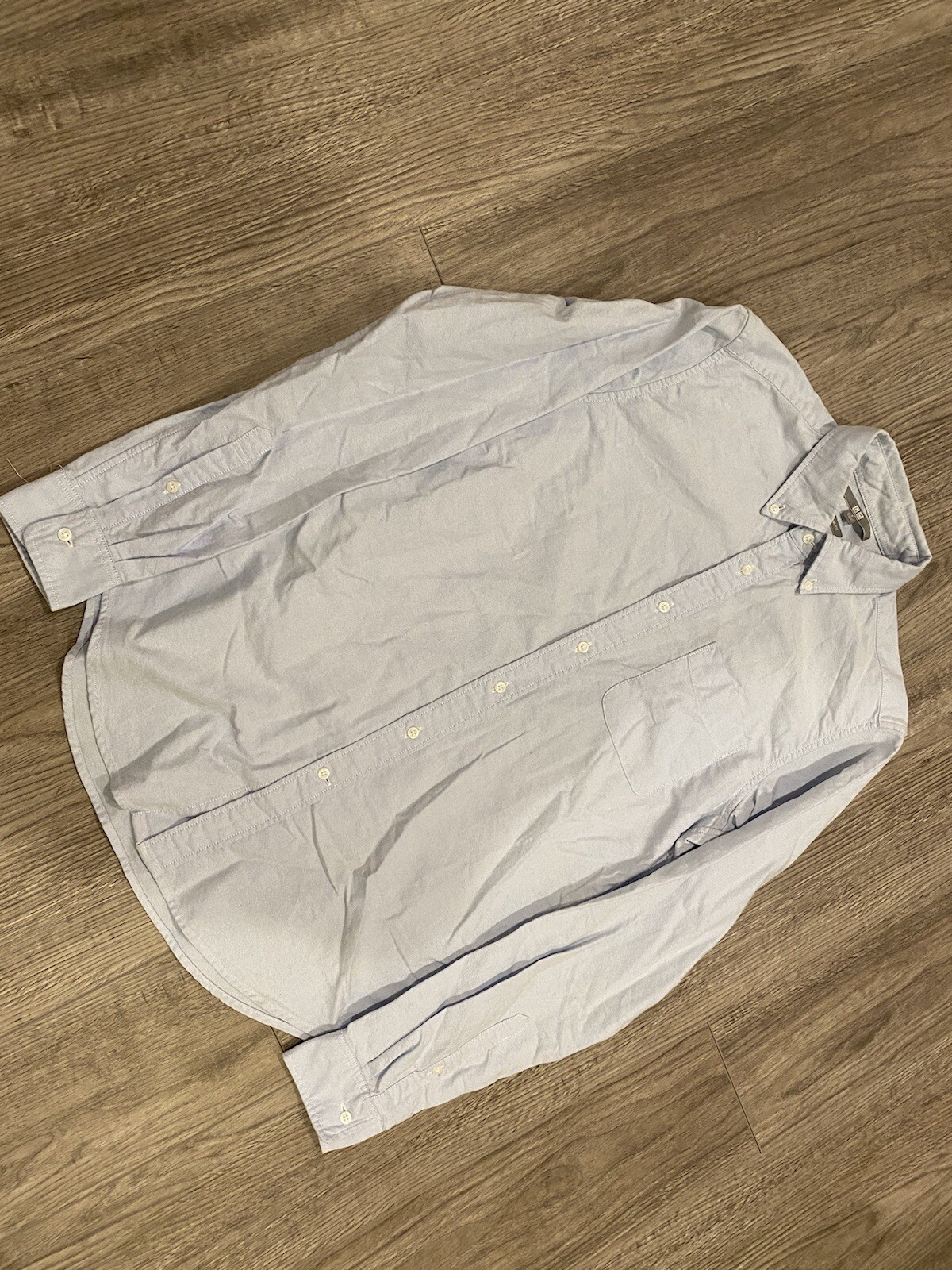 RARE Uniqlo Light Blue Cotton Slim Oxford OCBD Button… - Gem