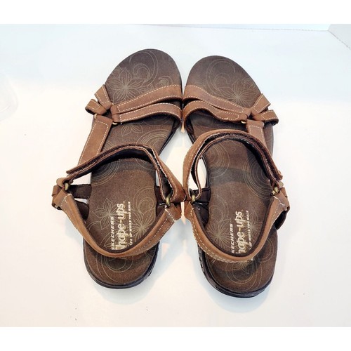 Skechers Shape Ups Women's Dark Brown 3 Point Ankle Strap Sandals Size ...