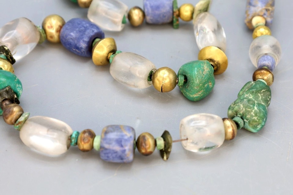 RARE, Ancient Precolumbian Inca Aymara Gemstone Beads Necklace, Gold ...