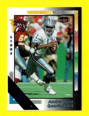 1992 Wild Card NFL Football 5 Stripe Card #282 Andre Ware Detroit Lions ...
