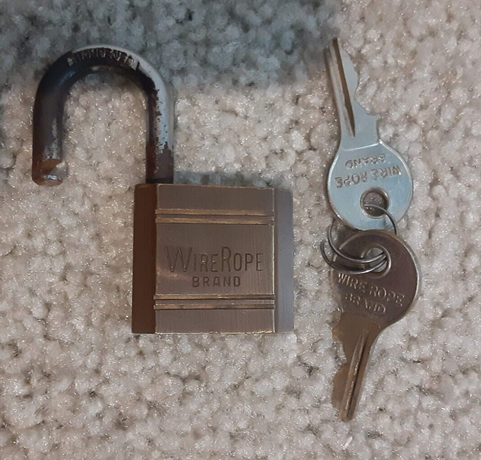 Vintage Padlock - Wire Rope Brand - Hardened - With 2 Keys | eBay