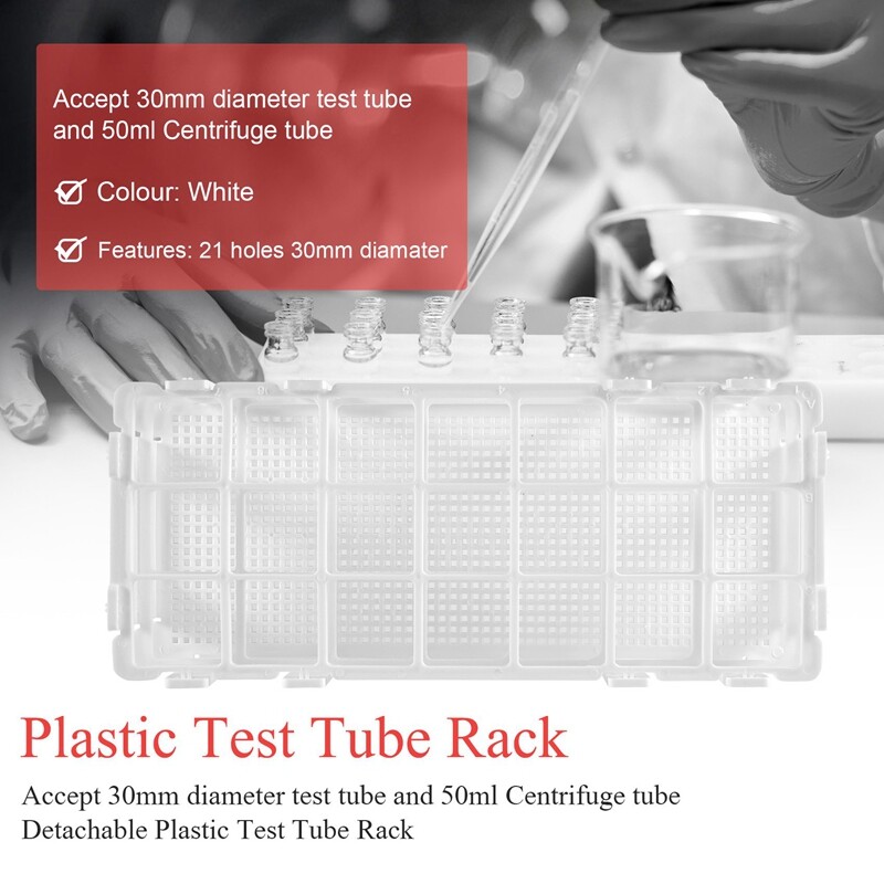 Plastic Test Tube Rack for 30mm Tube, 21 Well, White,Detachable (21 ...