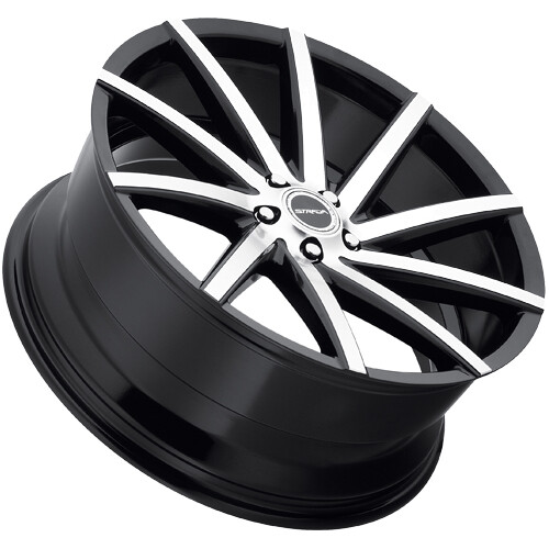 (Set of 4) Strada S41 Sega 22x9 5x120 +35mm Black/Machined Wheels Rims ...