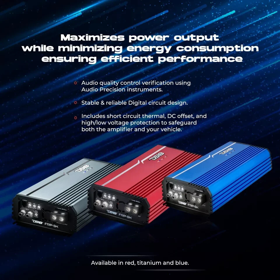 DS18 1-Channel Car Amplifier Full-Range Class D 5000 Watt RMS Amp Blue ...