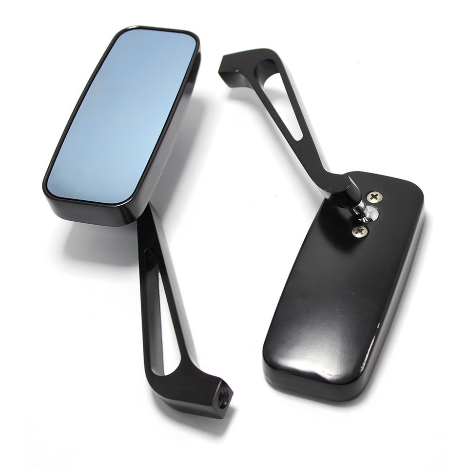 Black Rectangle Motorcycle Mirrors For Harley Cruiser Bobber Chopper ...