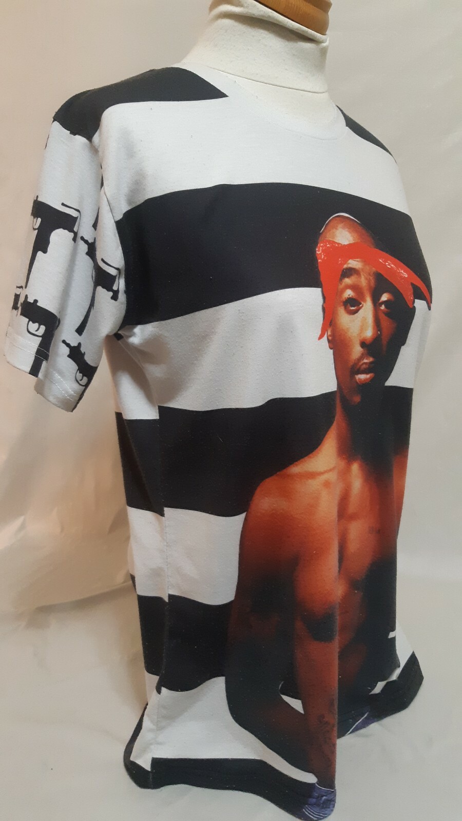 Tupac Shakur 2 Pac 1991Inc Striped T-Shirt Rap Hip Ho… - Gem