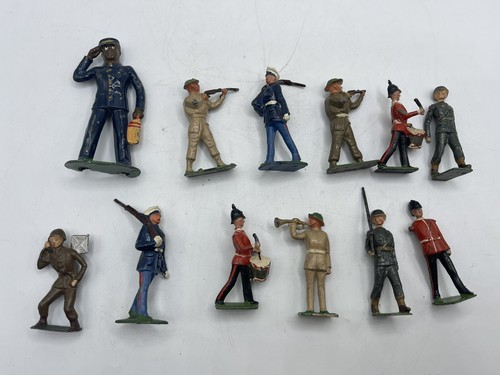 VTG Lot Of 12 Lead Soldiers Military Conductor England Japan Britains ...