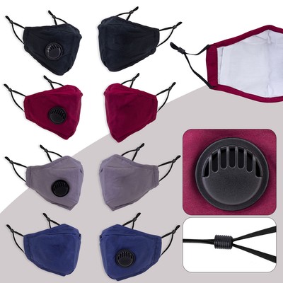 Face Mask Washable Reusable Cotton with Pocket Filter Air Valve PM2.5 ...