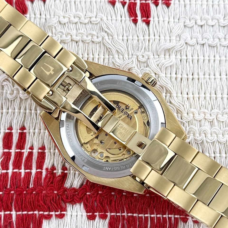 Bulova 97A182 Surveyor Men's Gold-Tone Dial Stainless Steel Automatic ...