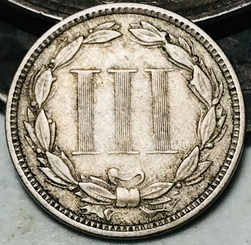 1873 Three Cent Nickel Piece 3C Closed 3 Ungraded Choice US Type Coin ...
