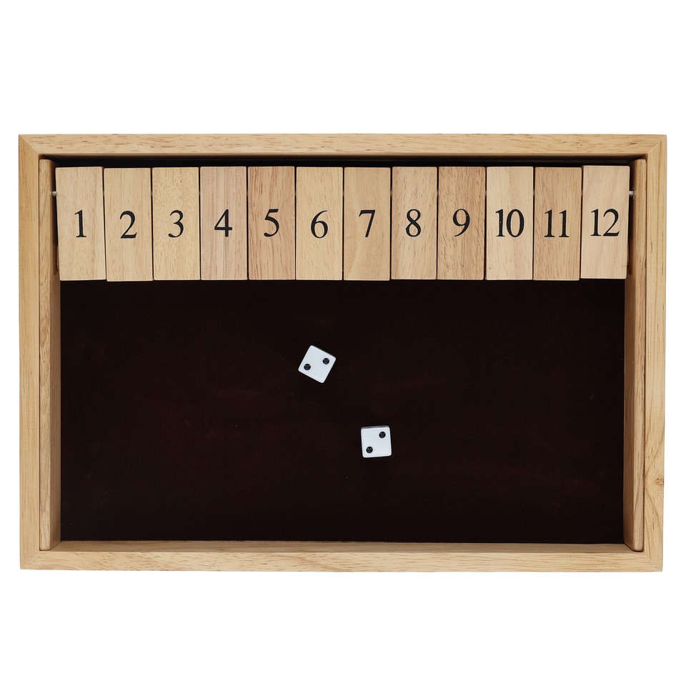 WE Games Dice Board Game, 12 Number Flip Tiles with Natural Wooden Box ...