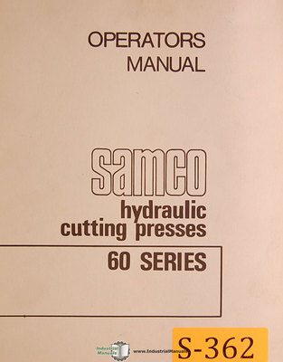 Samco 60 Series, Hydraulic Cutting Press, Operations Manual | eBay ...
