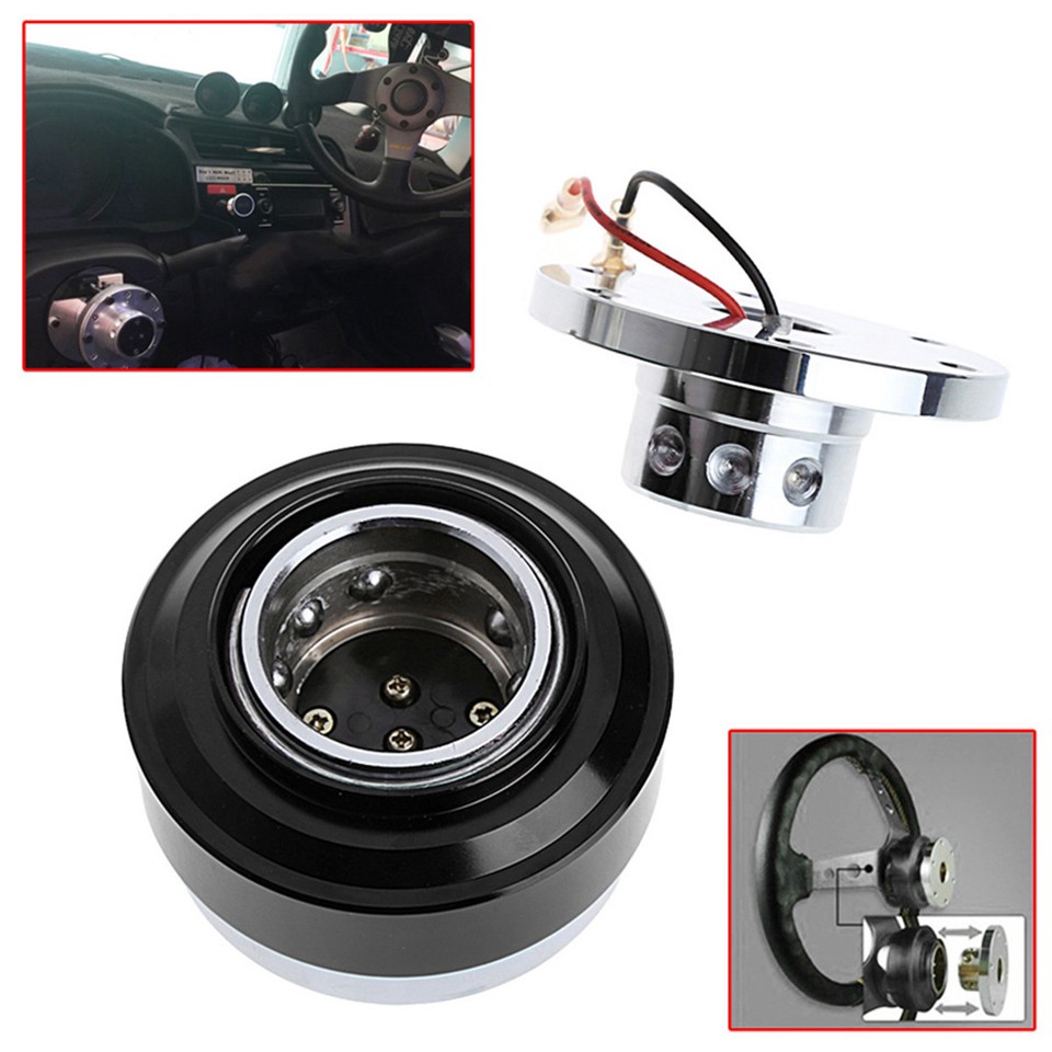 Black Car Steering Wheel Quick Release Hub Adapter Snap Off Boss Kit W ...