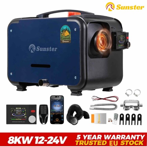 Sunster 12V 24V Air Diesel Night Heater 8KW bluetooth Remote RV Home ...