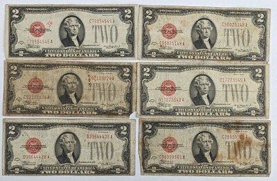 1928 $2 Red Seal Bill Jefferson Dollars ☆Rare Certificate Two Old Note ...