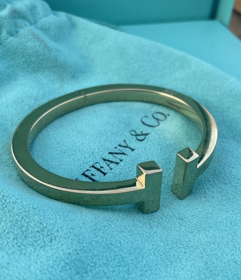 Tiffany & Co. 18k Gold T Square Bangle Cuff Bracelet Sz Medium 30g | eBay