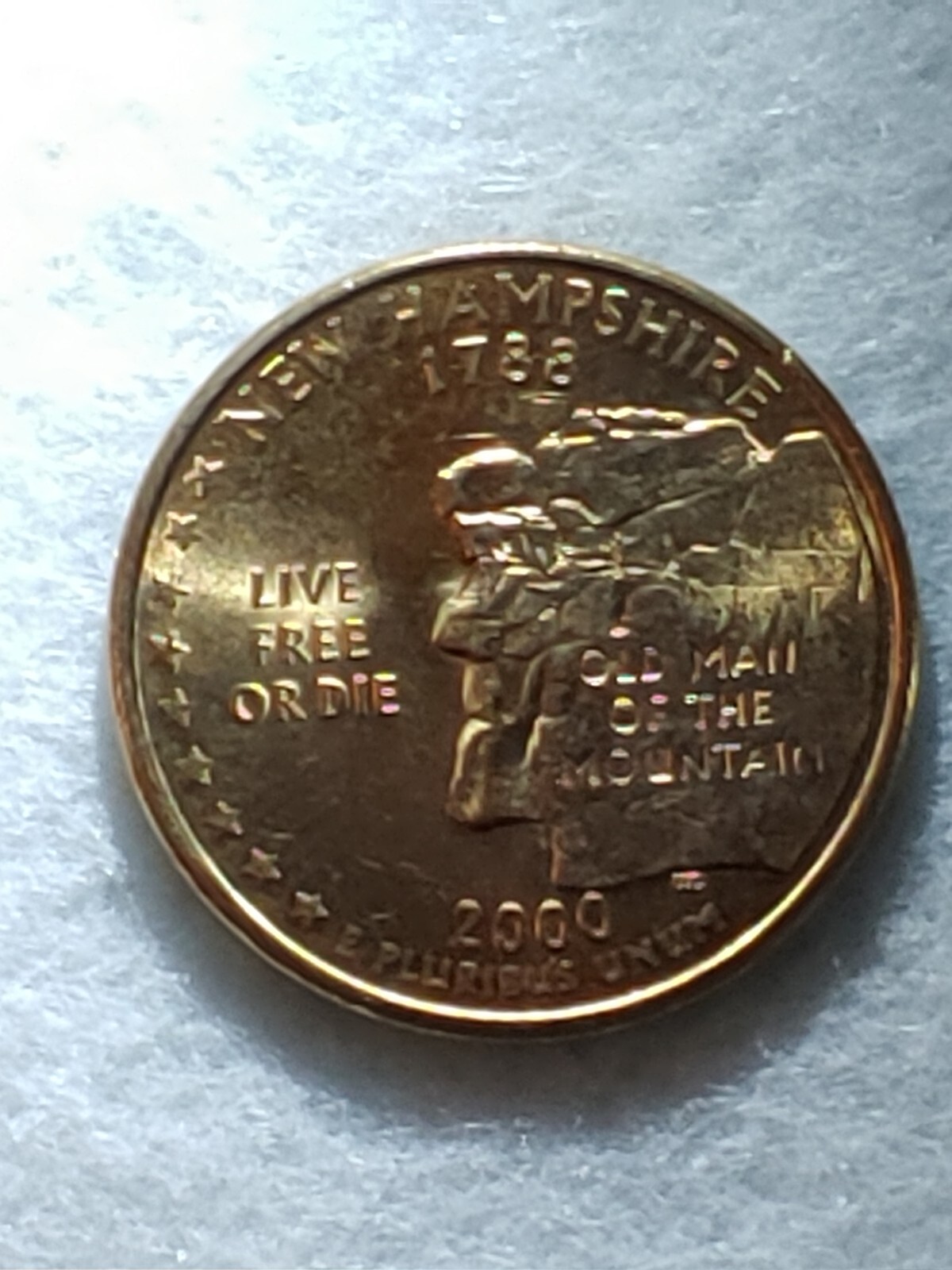 ERROR VERY RARE 2000 COMM QUARTER New Hampshire Gold Ed Ungraded