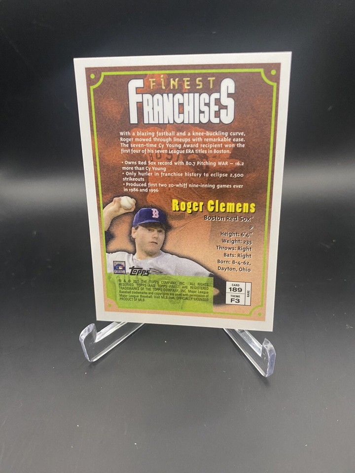 🔥2023 FINEST FLASHBACKS RARE GOLD BORDER FRANCHISES ROGER CLEMENS #189 ...
