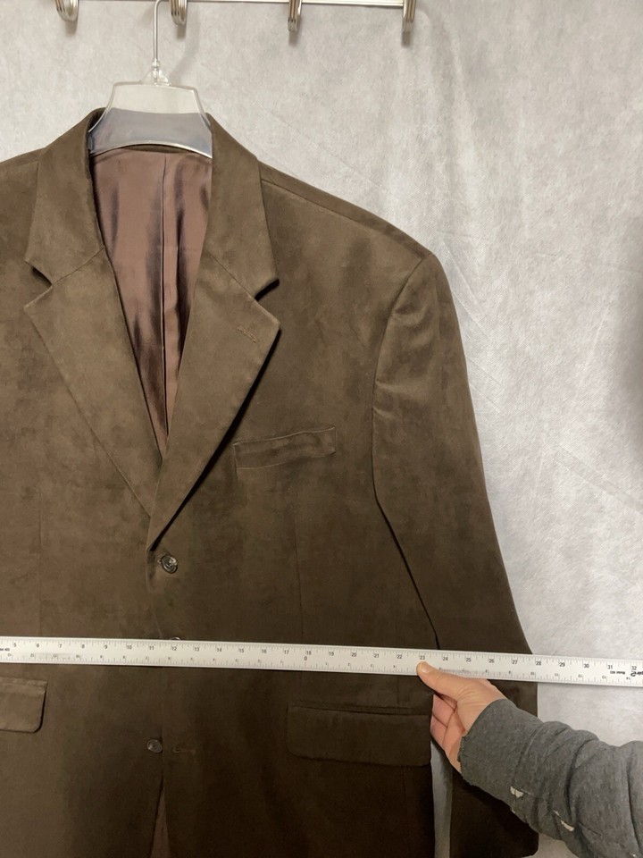 Chaps Blazer Men's 44L Brown 3B Suede Academia Coat Jacket Ralph Lauren ...
