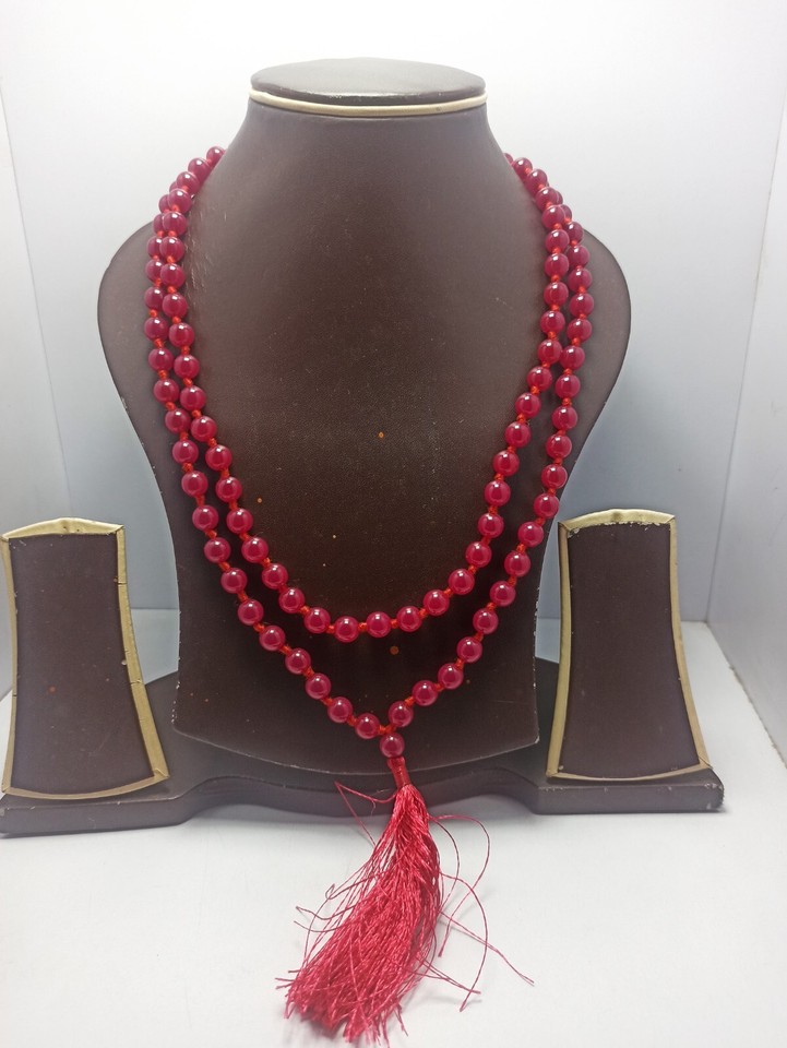 Natural Ruby Hinduism Prayer Beads Guru Japa Mala Meditation 108+1 ...